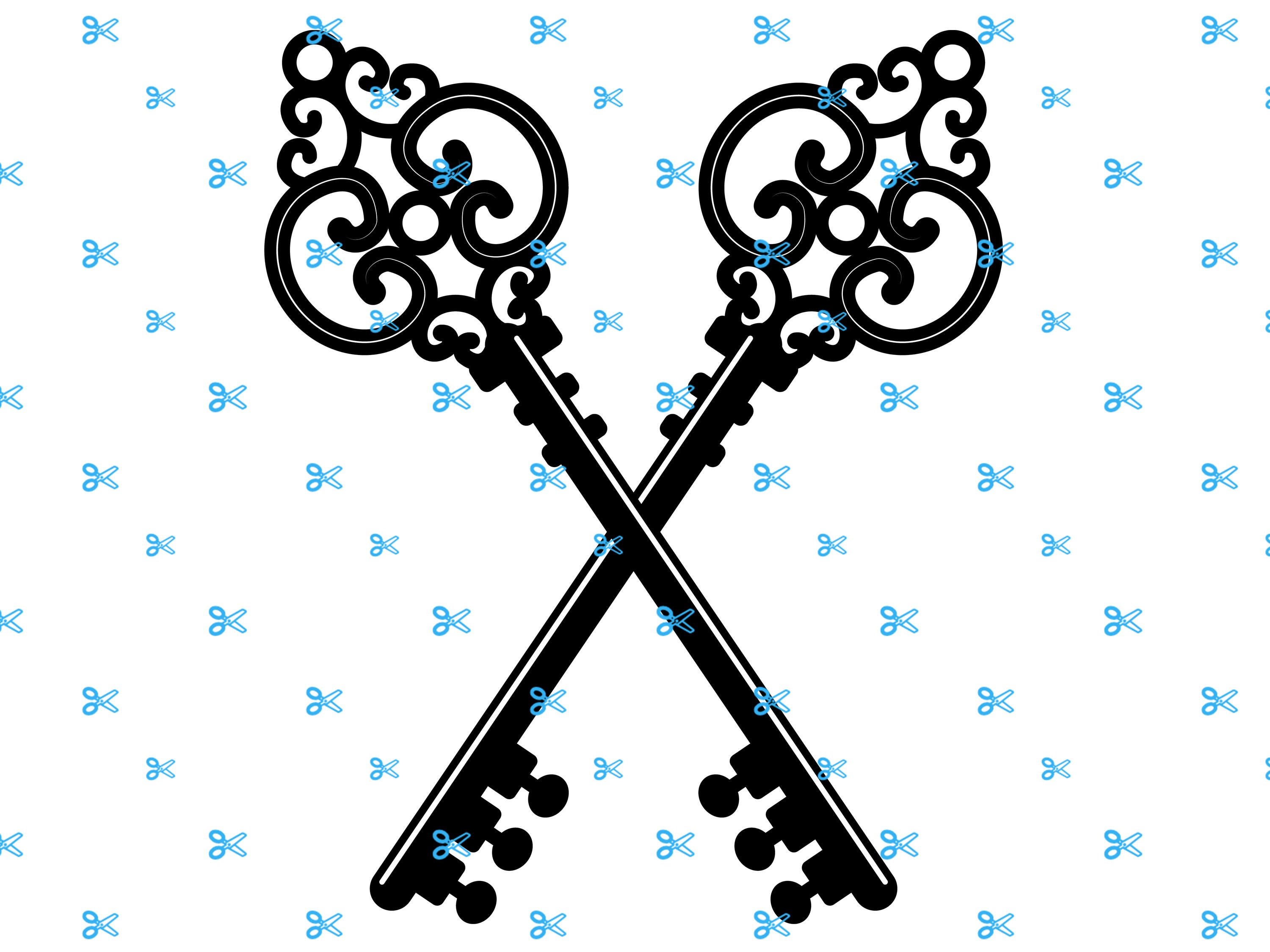 Antique clés croisées SVG, Svg de clés de squelette, Svg de clé de ...