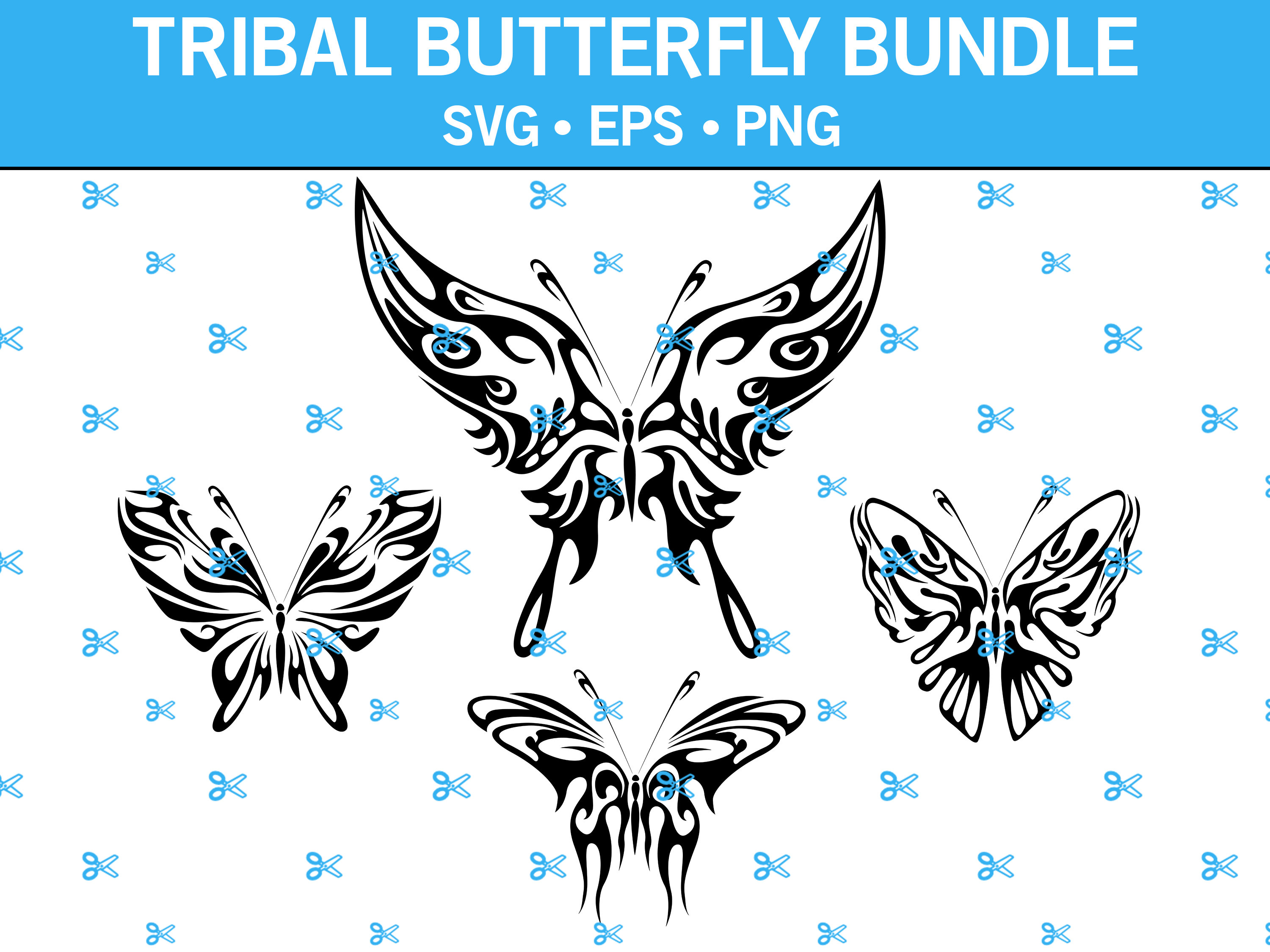 Tribal Butterfly SVG Bundle, Tribal Svg, Flying Insect Svg, Animal Svg ...