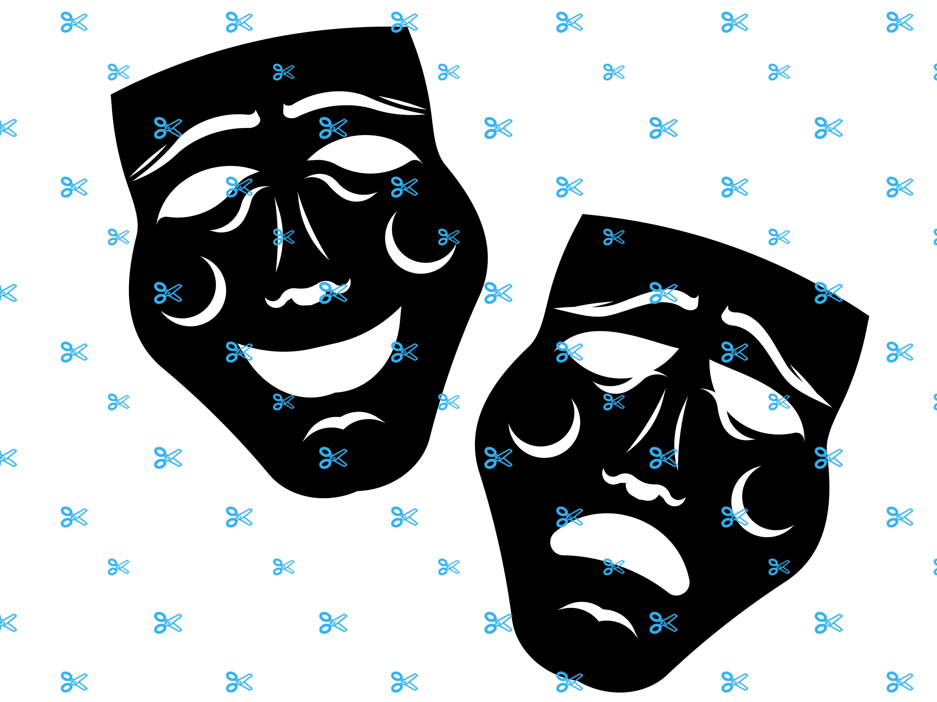 Theatre Masks SVG, Two Masks Svg, Theatre Svg, Face Masks Svg, Happy ...