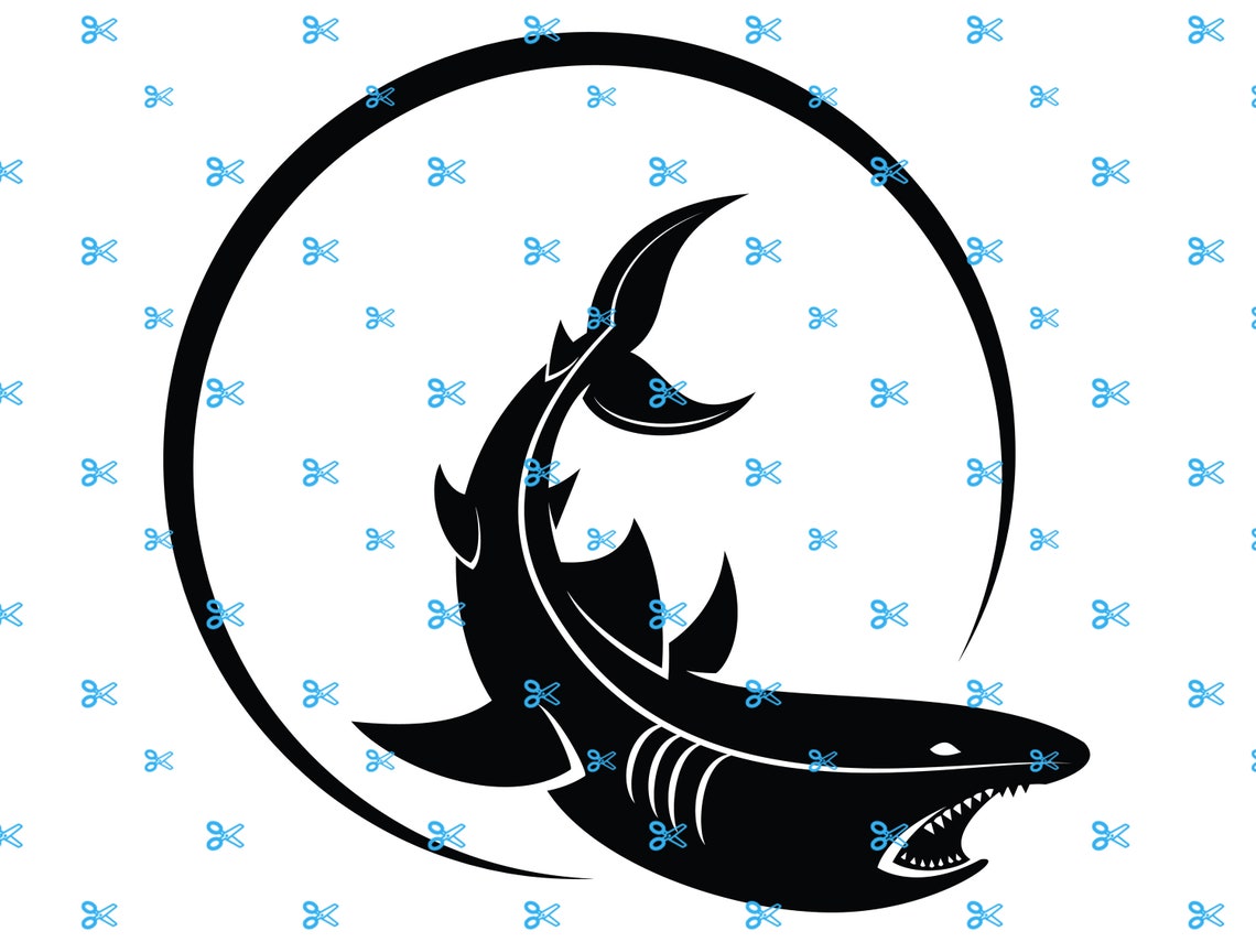 Swimming Shark With Circle SVG Shark Svg Fish SVG Ocean | Etsy