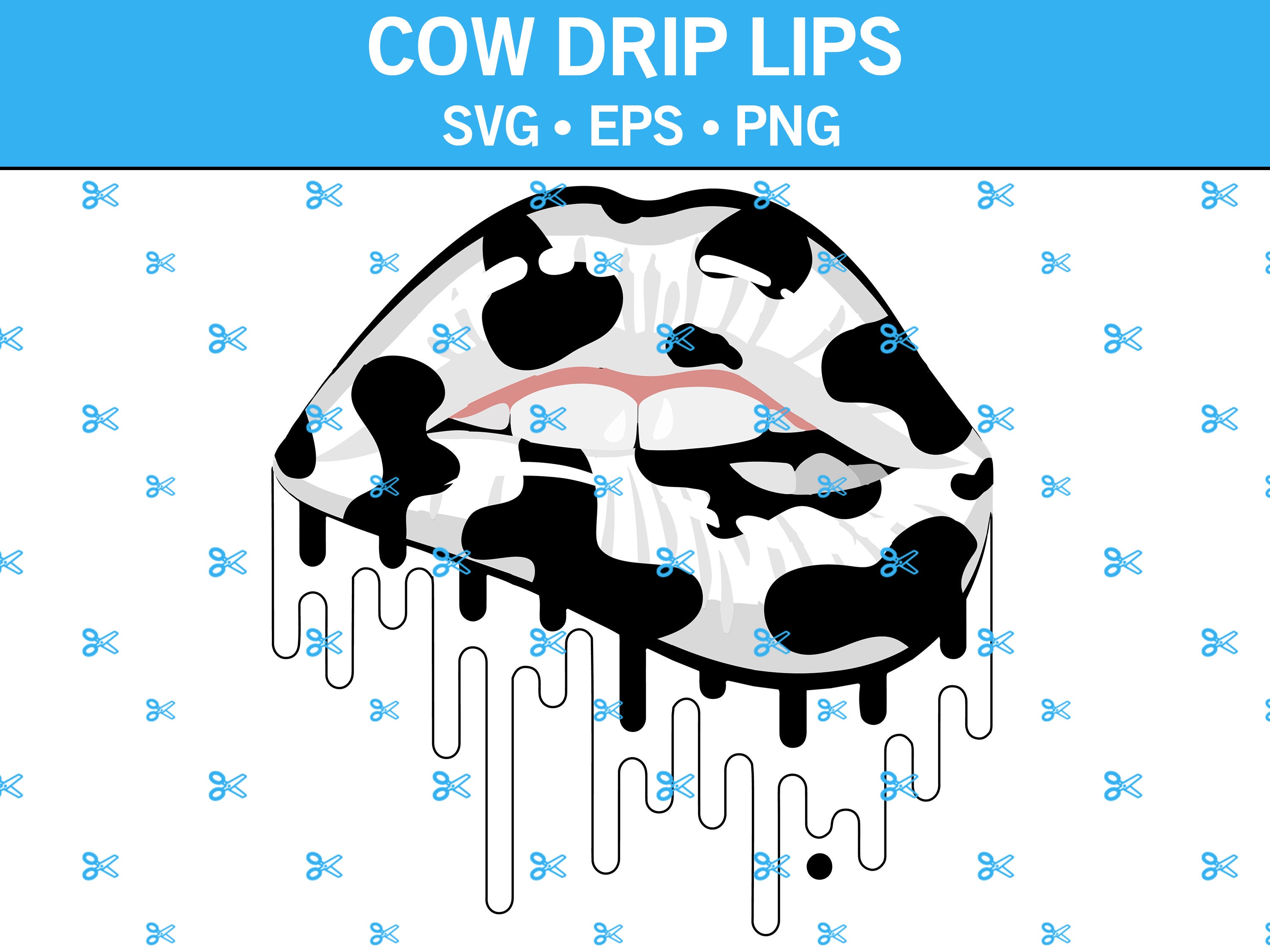 Cow Drip Lips SVG Print and Cut Lips Dripping Lips Biting - Etsy
