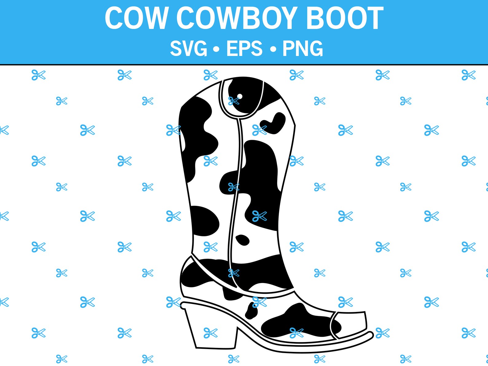 Buy Cow Pattern Cowboy Boot SVG Cowboy Boot With Cow Pattern Online in ...