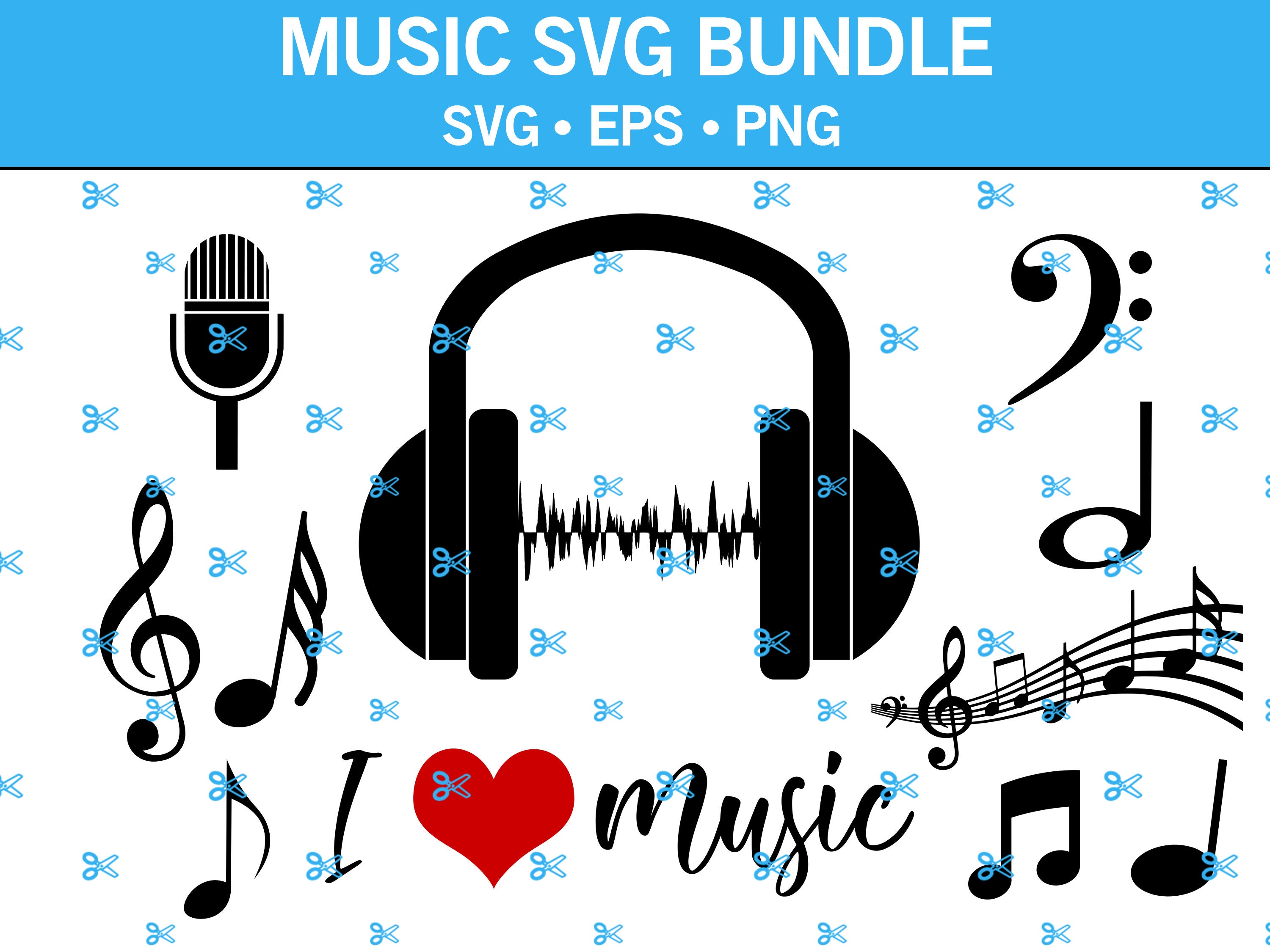 Music SVG Bundle, Music Notes SVG, I Love Music, Music Staff Svg, Whole ...