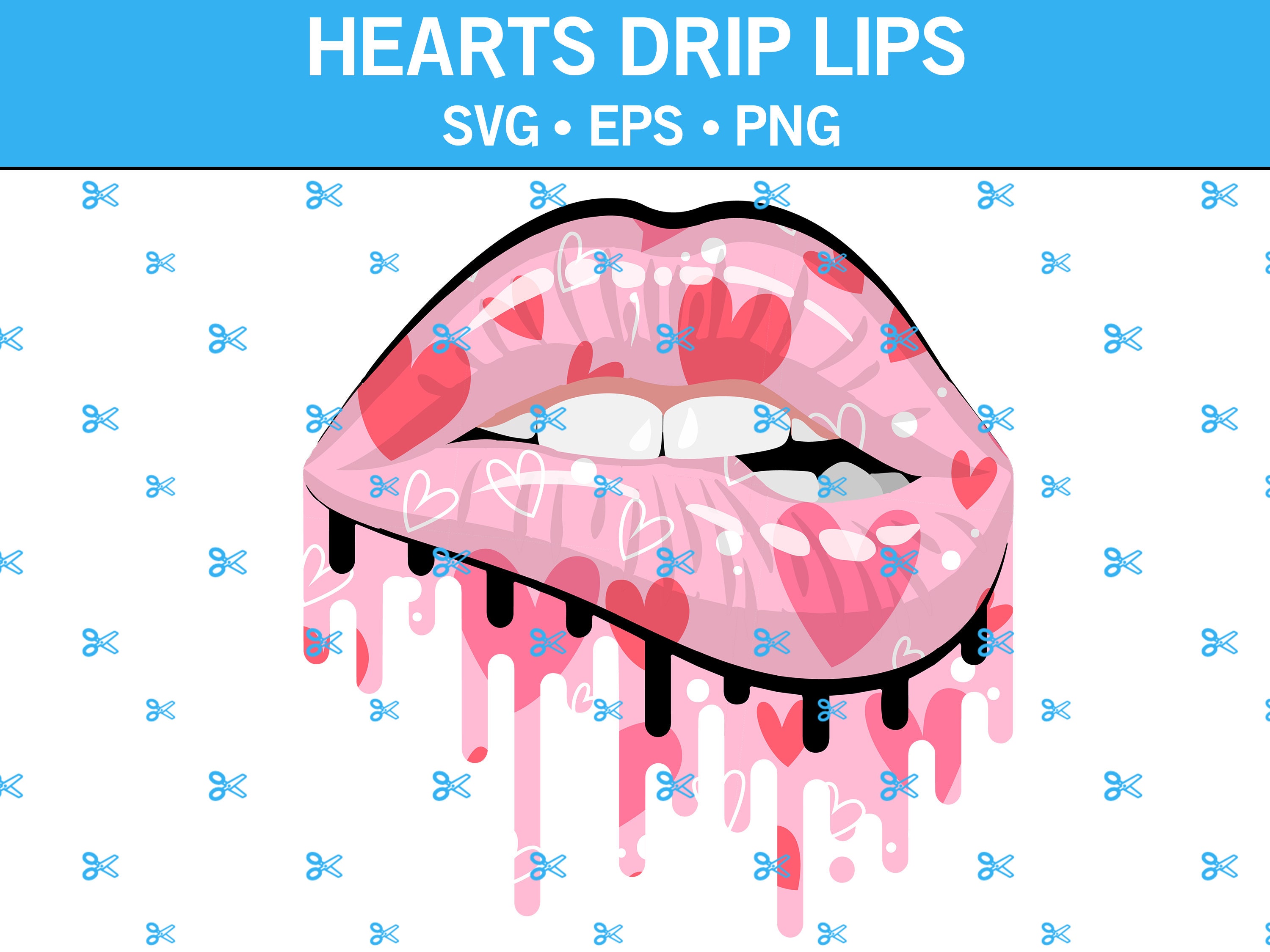 Heart Drip Lips SVG Print and Cut Lips Dripping Lips Biting - Etsy
