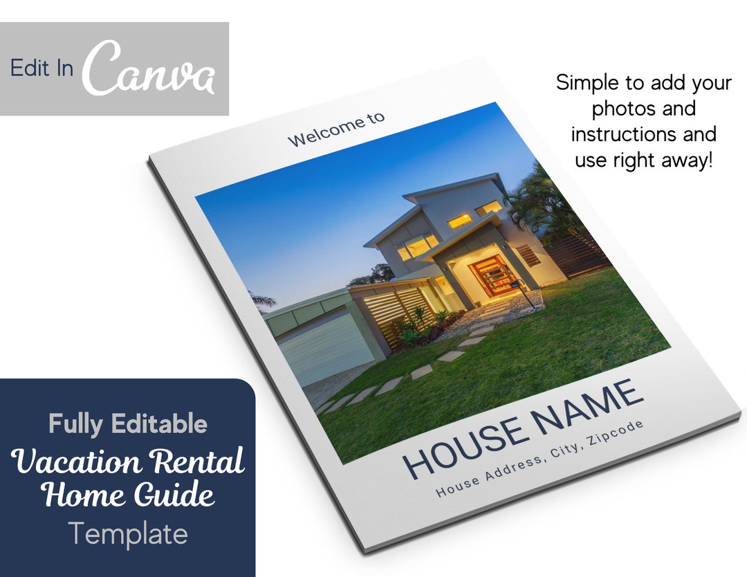 Editable Vrbo Host Template, Simple Airbnb Welcome Book in Canva, House ...