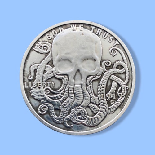 1897 Morgan Silver Dollar. Liberty/skull/death. Carved/hobo - Etsy