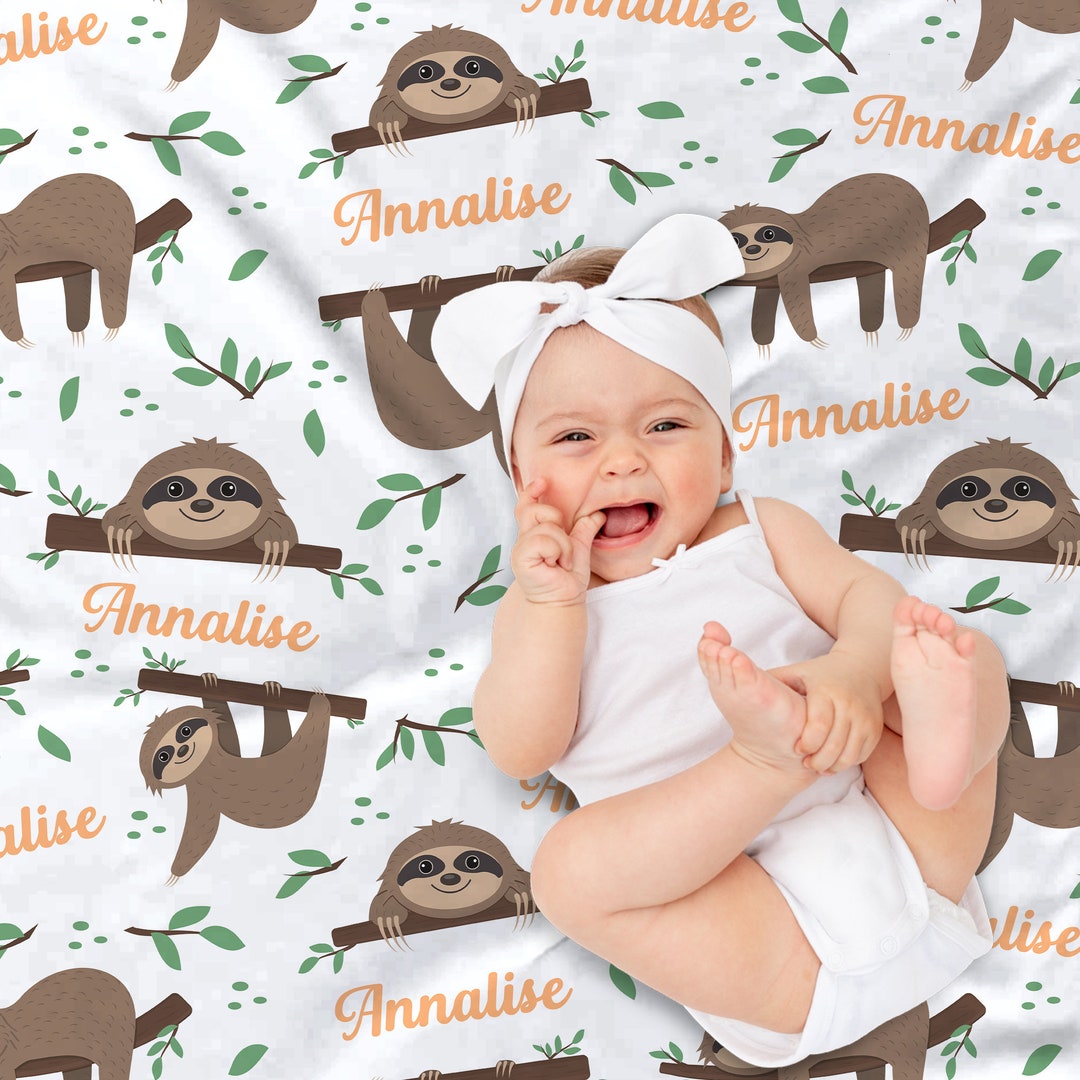 Personalized Sloth Fleece Blanket: Custom Name Throw, Kids Gift - Etsy