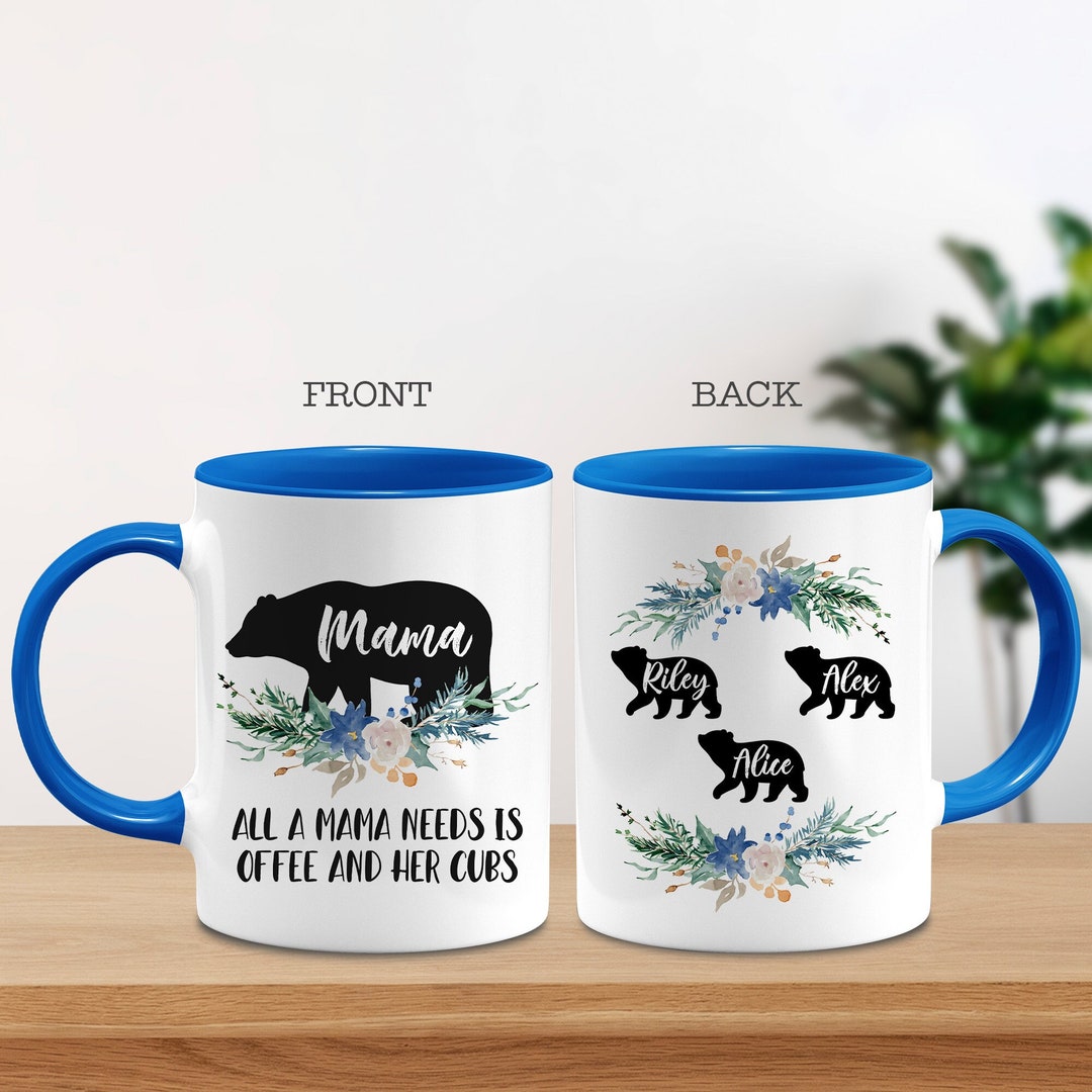 Personalized Mama Bear Floral Mug: Custom Mom Gift - Etsy