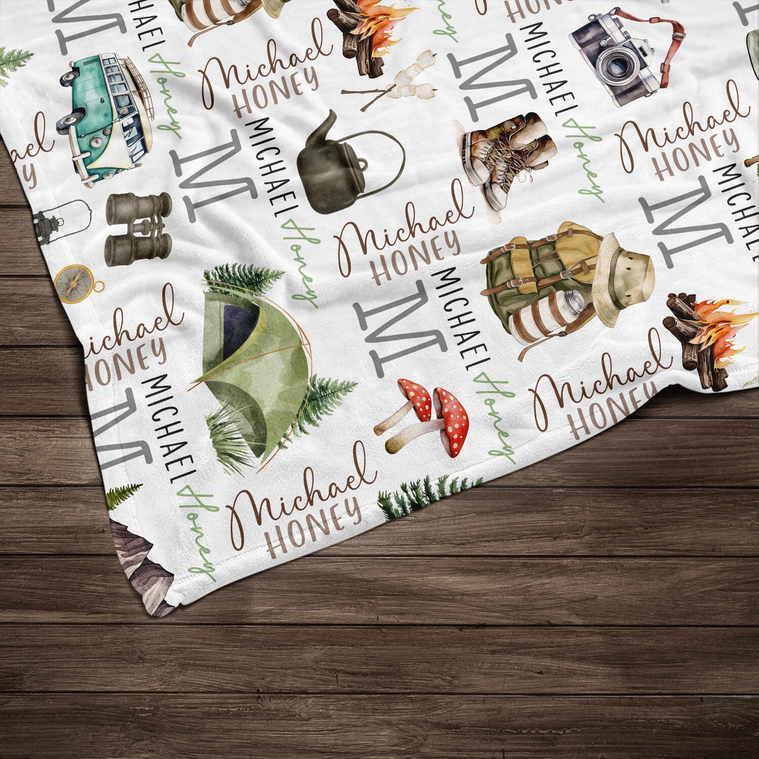 Personalized Camping Fleece Blanket: Custom Name Blanket for Kids - Etsy