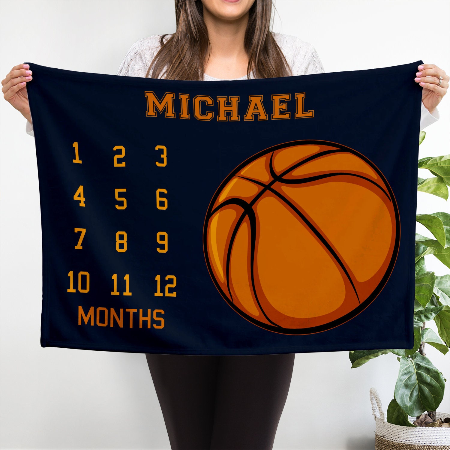 Personalized Basketball Milestone Blanket Sports Milestone - Etsy