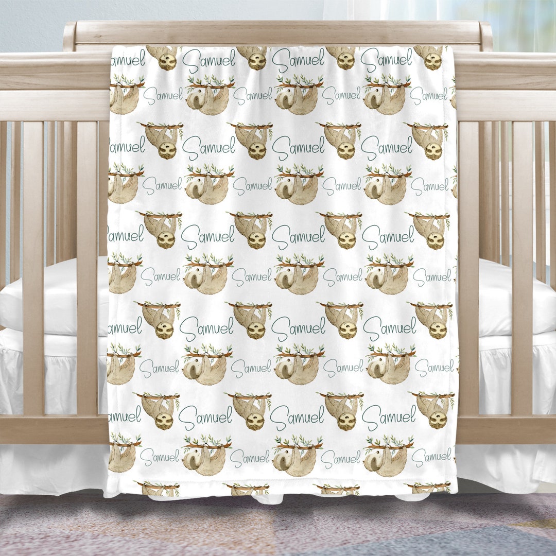 Personalized Name Baby Blanket, Sloth Baby Blanket, Sloth Blanket With ...