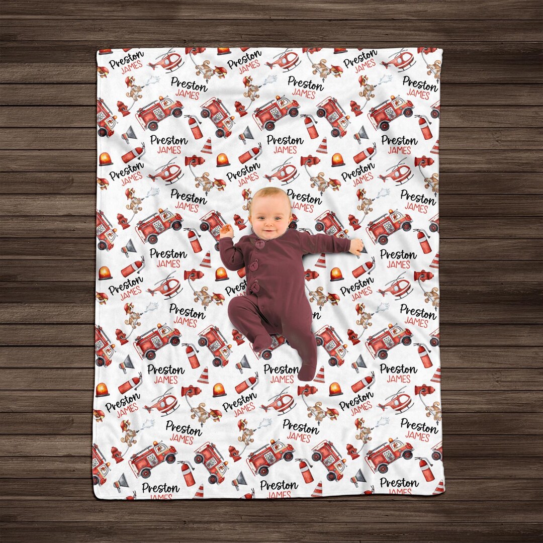 Personalized Firefighter Baby Blanket: Cozy Fleece Gift - Etsy