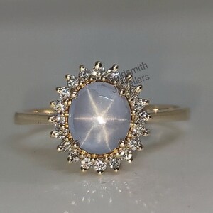 Genuine White Star Sapphire Ring Minimalist Ring 14K White - Etsy