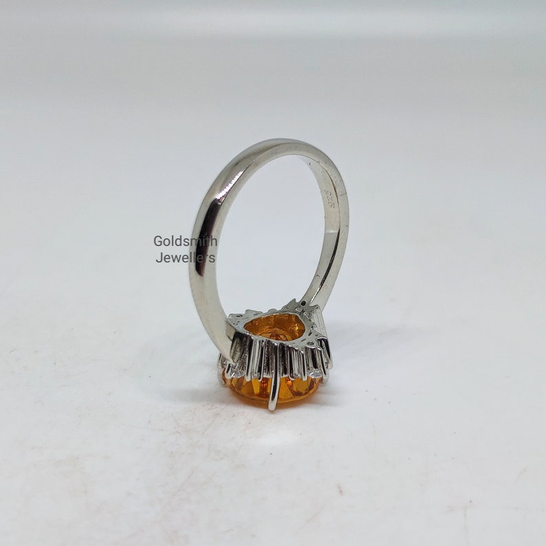 Round Citrine Ring Engagement Ring Vintage Halo Ring 925 - Etsy