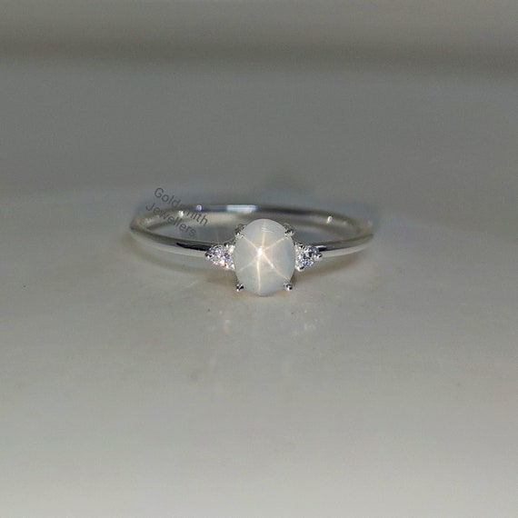 White Star Sapphire Ring Engagement Ring 925 Sterling - Etsy