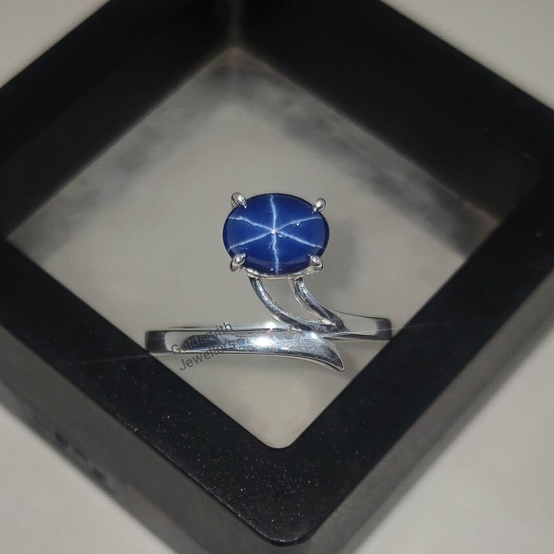 Vintage Blue Star Sapphire Ring, Lindy Blue Star Ring,925 Silver Ring ...