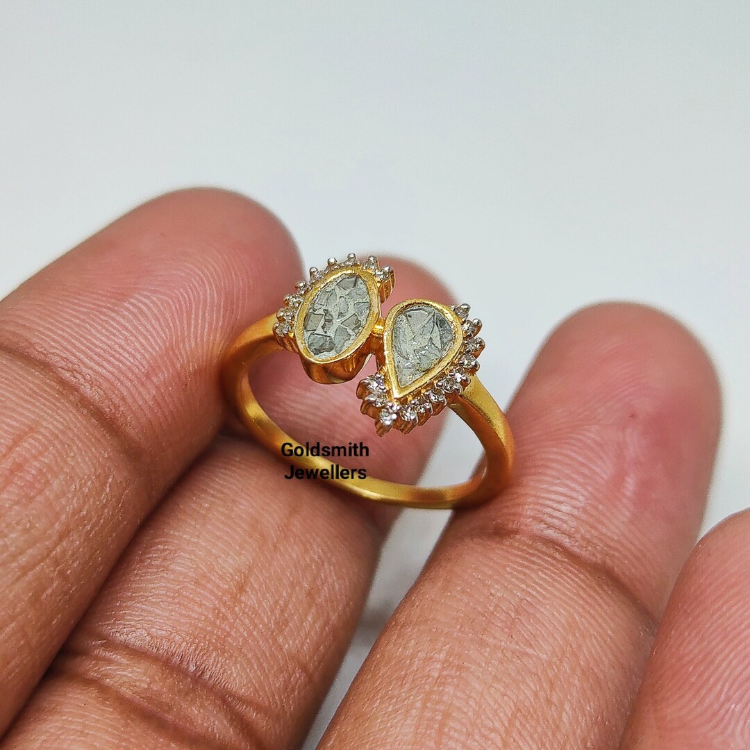 Dainty Diamond Chip Ring, Statement Ring, Silver Gold Plated Ring ...