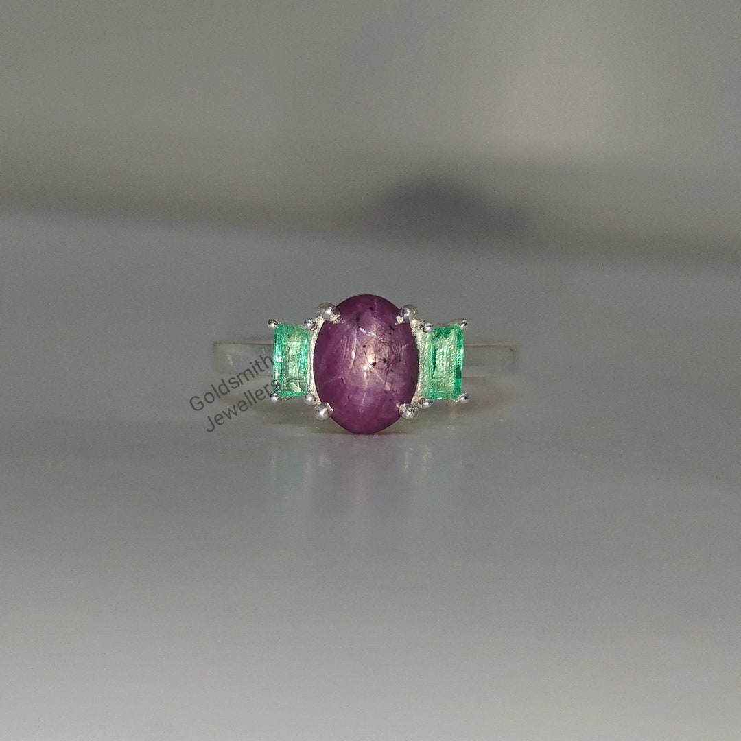 Vintage Star Ruby Ring, AAA Quality Star Ruby, 925 Sterling Silver ...