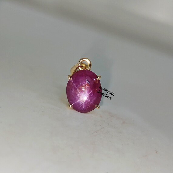Natural Star Ruby Pendant Necklace 14k Gold Pendant July - Etsy