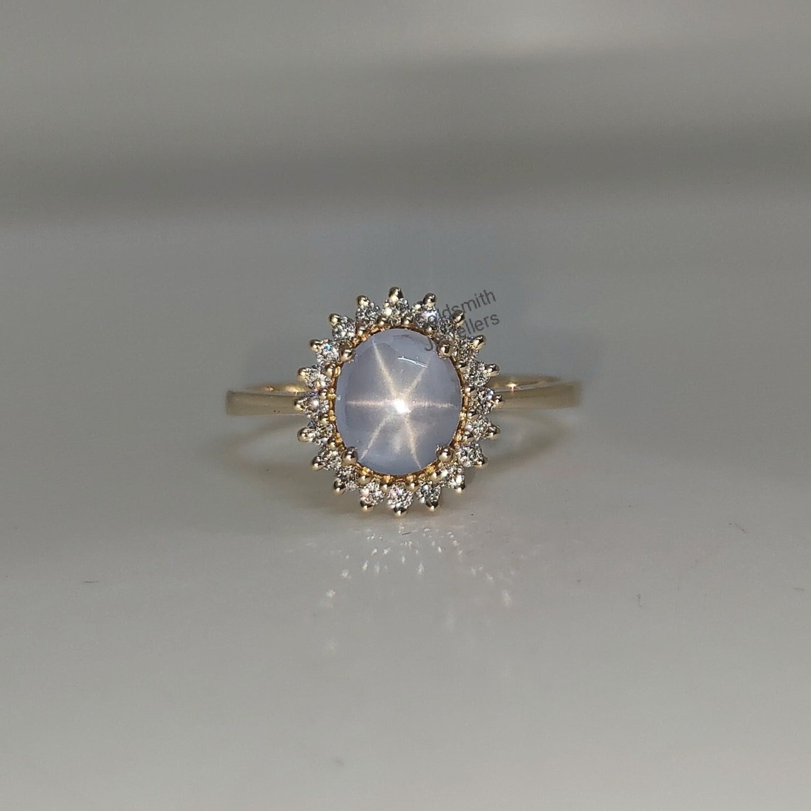 Genuine White Star Sapphire Ring Minimalist Ring 14K White - Etsy