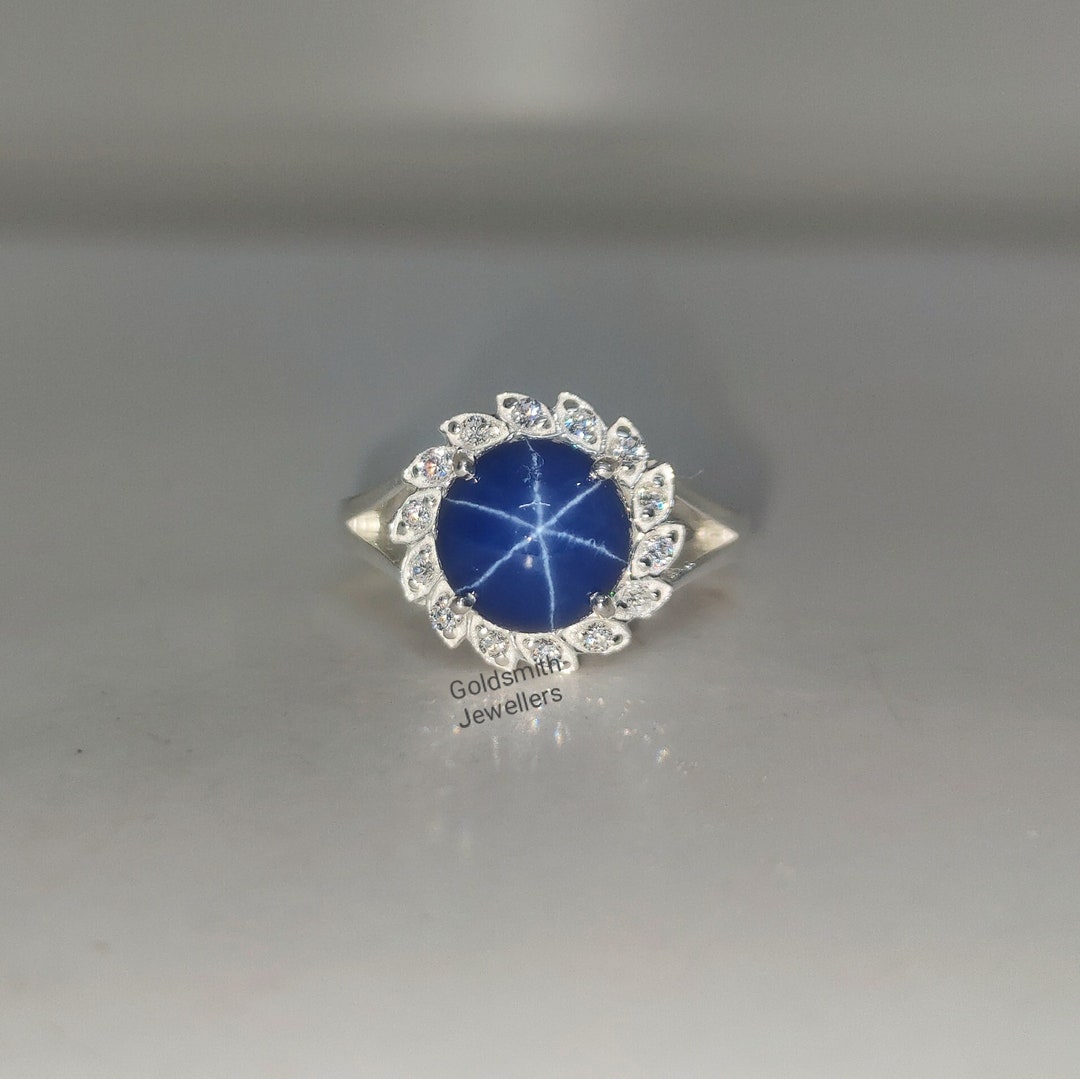 Vintage Blue Star Sapphire Ring, Lindy Star Ring, Minimalist Ring, 925 ...