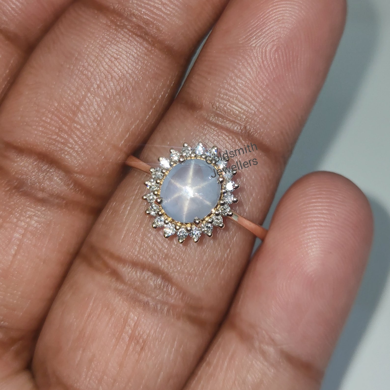 Genuine White Star Sapphire Ring Minimalist Ring 14K White - Etsy