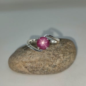 Dainty Star Ruby Ring, Minimalist Ring, 925 Sterling Silver, Promise Ring, Natural Round Star ...