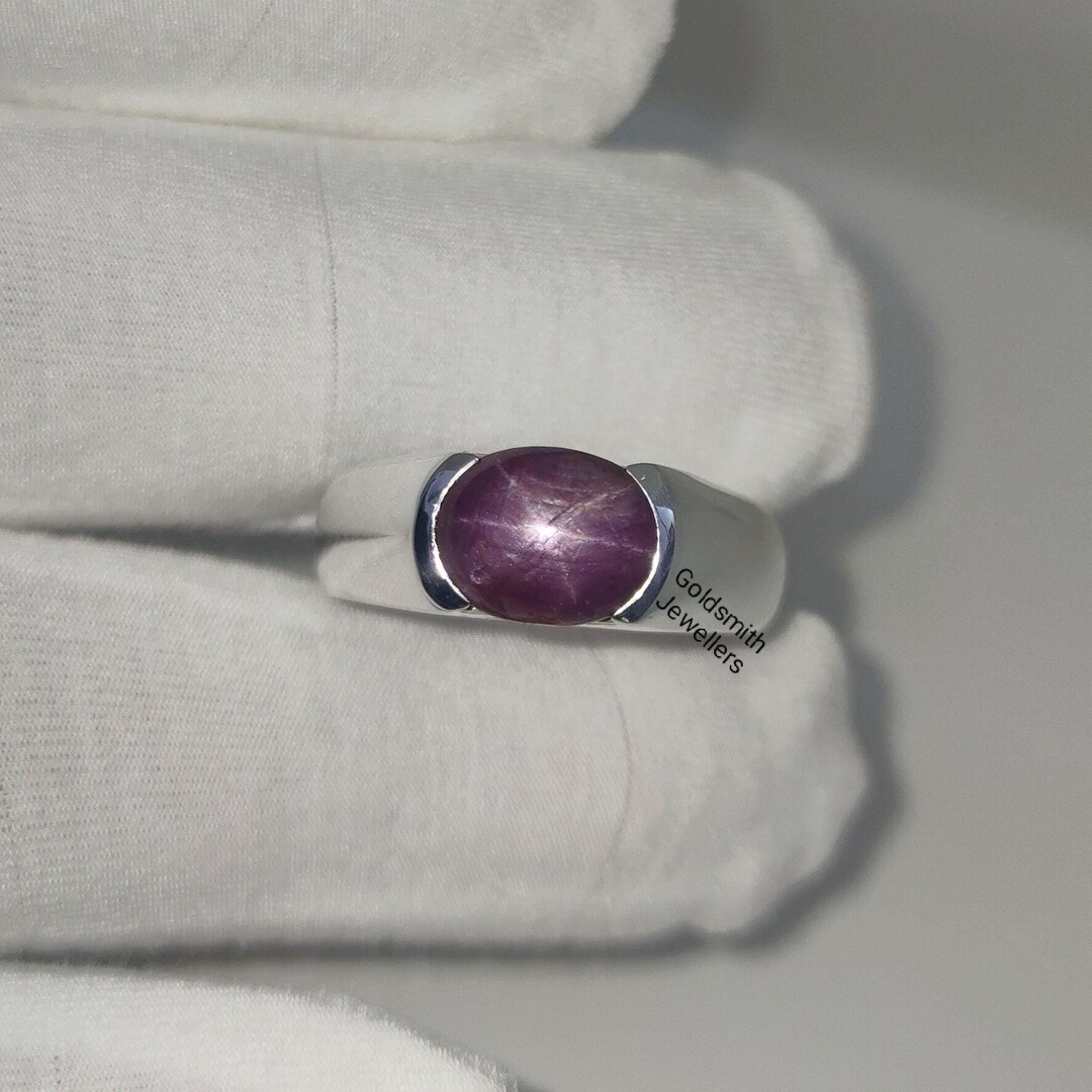 Genuine Star Ruby Signet Ring, Star Gemstone Ring, Solitaire Ring, 925 ...