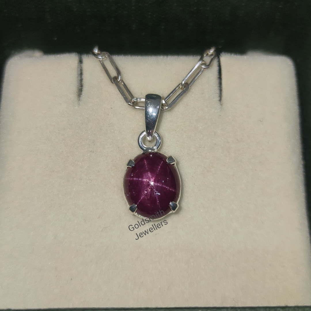 5.40ct Star Ruby Pendant, Minimalist Pendant, 925 Silver Pendant, July ...