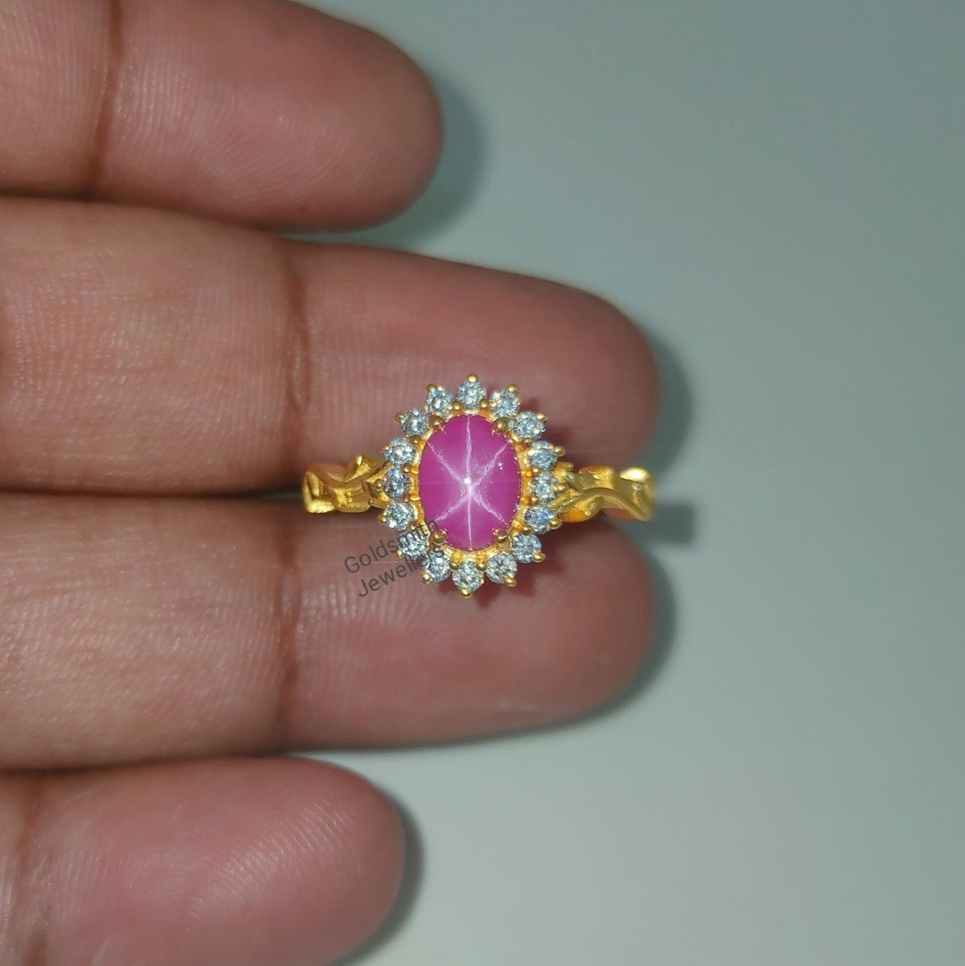 Pink Star Sapphire Ring, Vintage Pink Star Ring, 925 Silver Ring, Pink ...