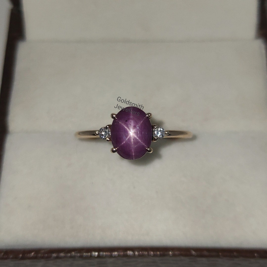 Genuine Star Ruby Gold Ring, 14k Yellow Gold Ring, AAA Quality Star ...