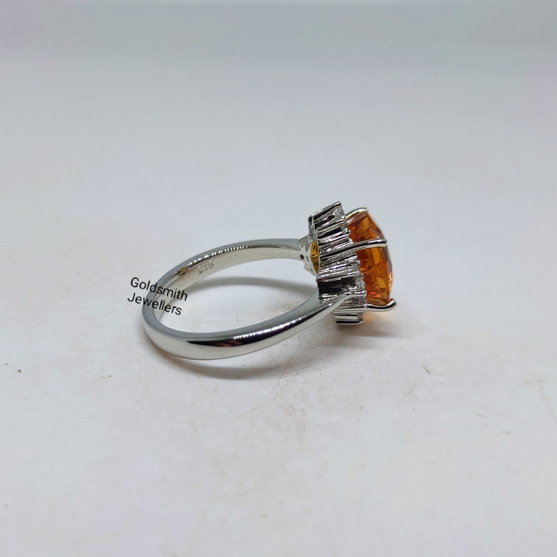 Round Citrine Ring Engagement Ring Vintage Halo Ring 925 - Etsy