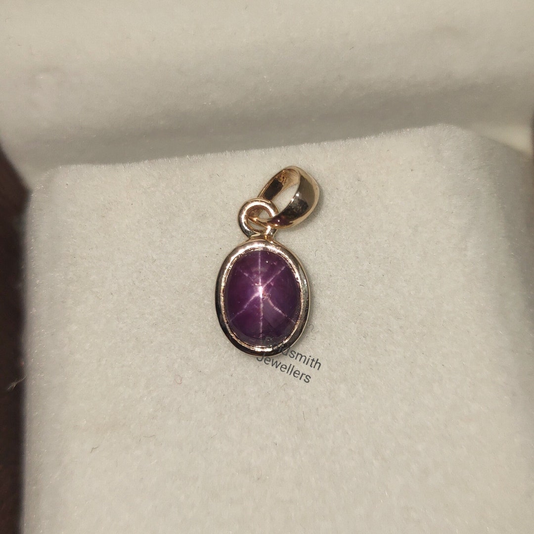 Natural Star Ruby Pendant Necklace, 14k Gold Pendant, July Birthstone ...