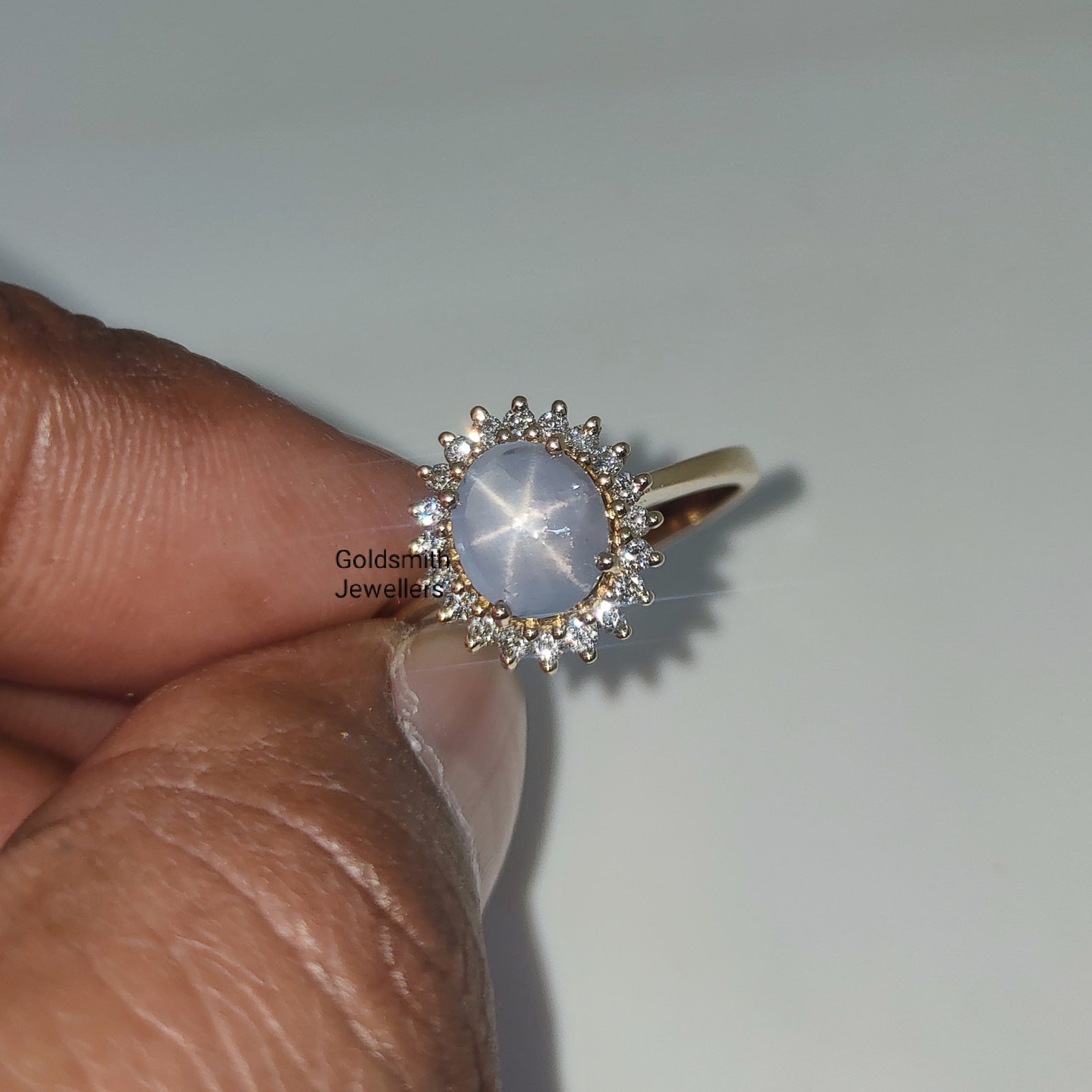 Genuine White Star Sapphire Ring Minimalist Ring 14K White - Etsy
