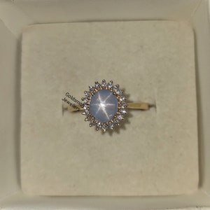 Genuine White Star Sapphire Ring Minimalist Ring 14K White - Etsy
