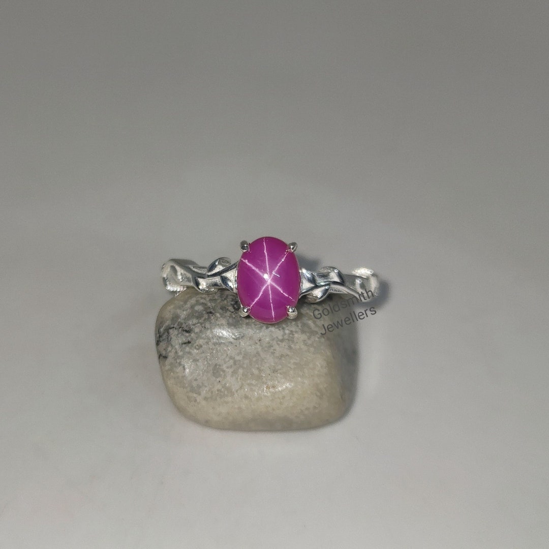 Vintage Pink Star Sapphire Ring, Minimalist Ring, 925 Silver Jewelry ...
