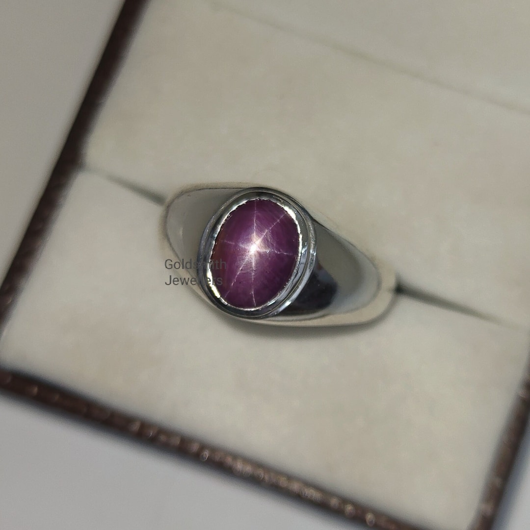Genuine Star Ruby Ring 4.75ct Star Ruby Ring Solitaire Ring AAA Quality ...