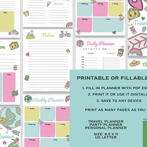 Printable Daily Planner, Travel Planner, Weekly Planner, Checklist ...