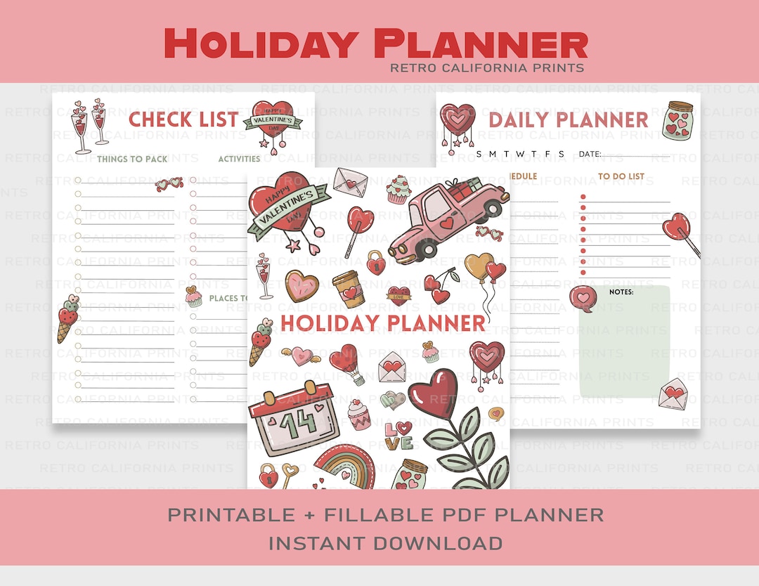 Valentine's Day Planner: Printable Daily, Weekly Checklist (fillable ...