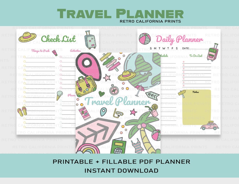 Printable Daily Planner, Travel Planner, Weekly Planner, Checklist ...