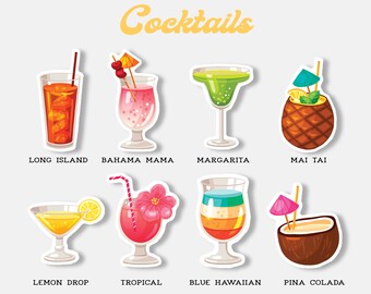 Cocktail Stickers | Etsy
