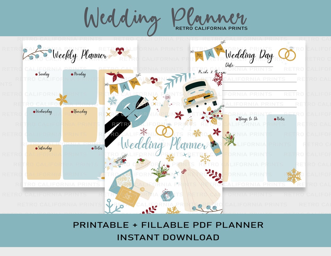 Printable Wedding Planner: Weekly Checklist, Fillable PDF (US Letter ...