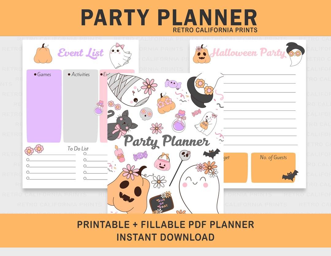 Printable Party Planner, Halloween Planner, Weekly Planner, Checklist ...