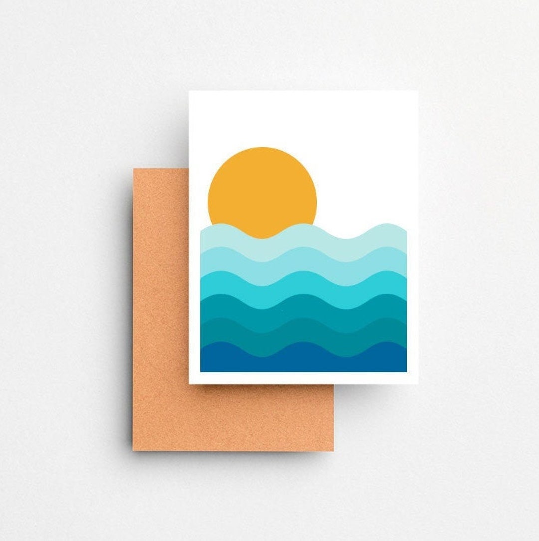 Midday Retro Waves Greeting Card - Etsy