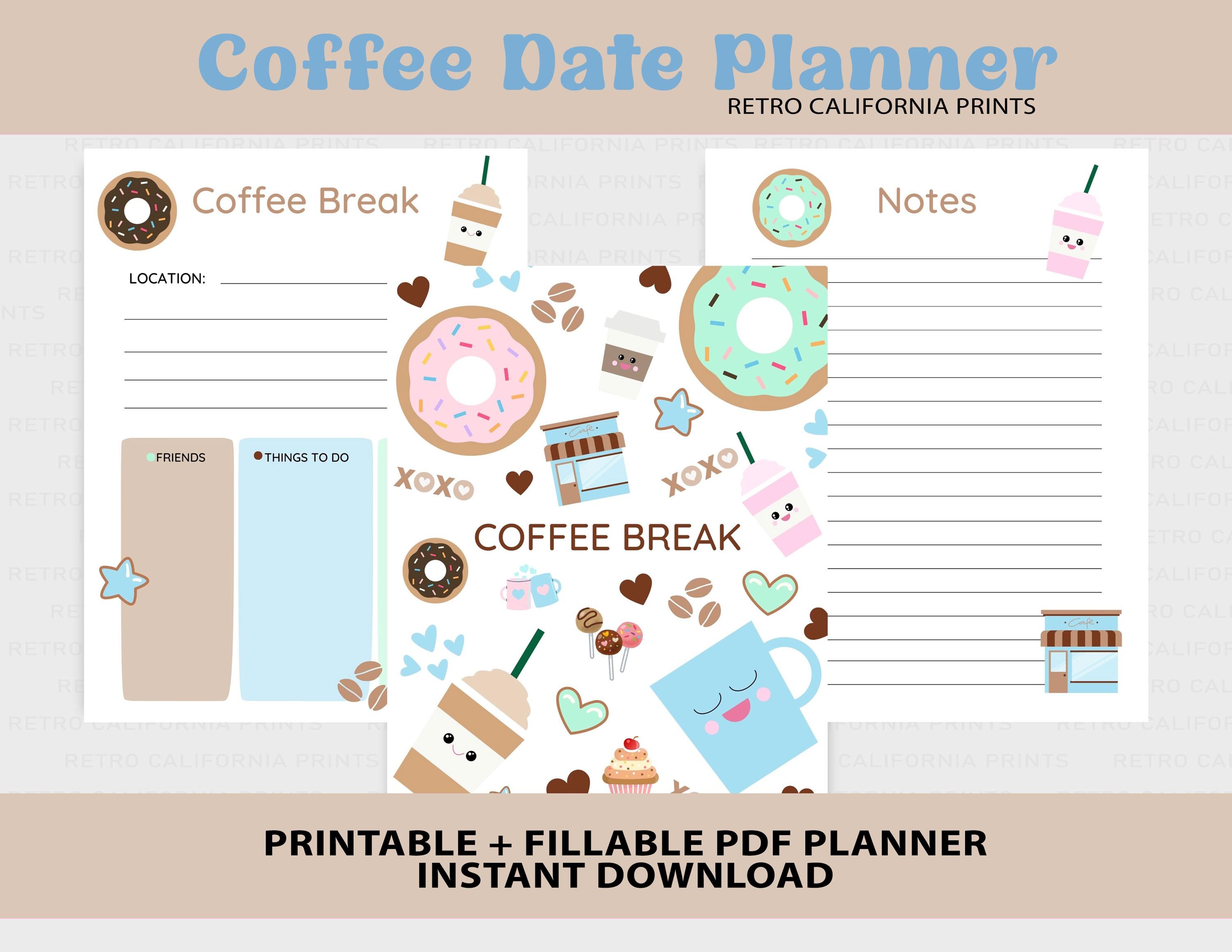 Coffee Date Planner: Printable Daily & Weekly Checklist (fillable PDF ...