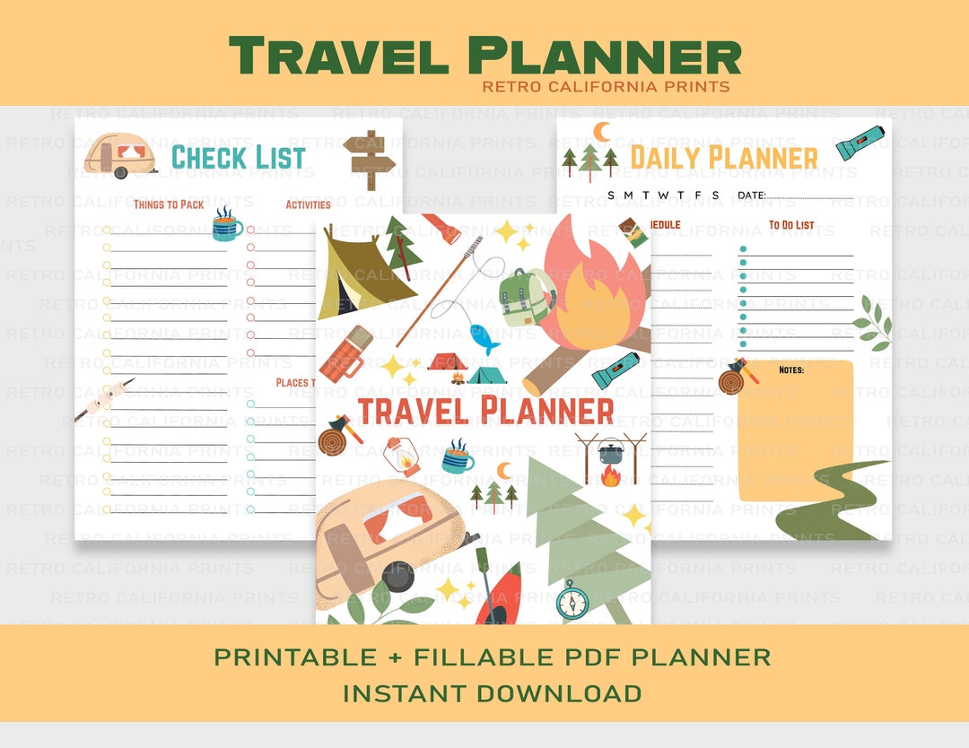 Camping Trip Planner: Printable Daily & Weekly Checklist (fillable PDF ...