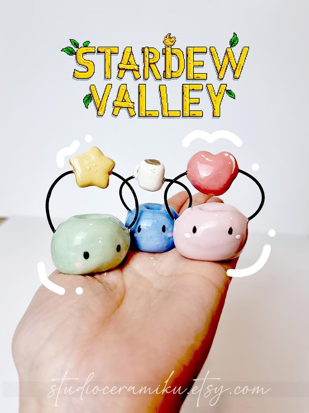 Ceramic Junimo Figurines Stardew Valley Pink Junimos Sculpture Game Fan ...