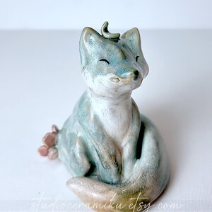 Ceramic Fox Figurine Sculpture Flower Holder Elegant Decoration Nature ...