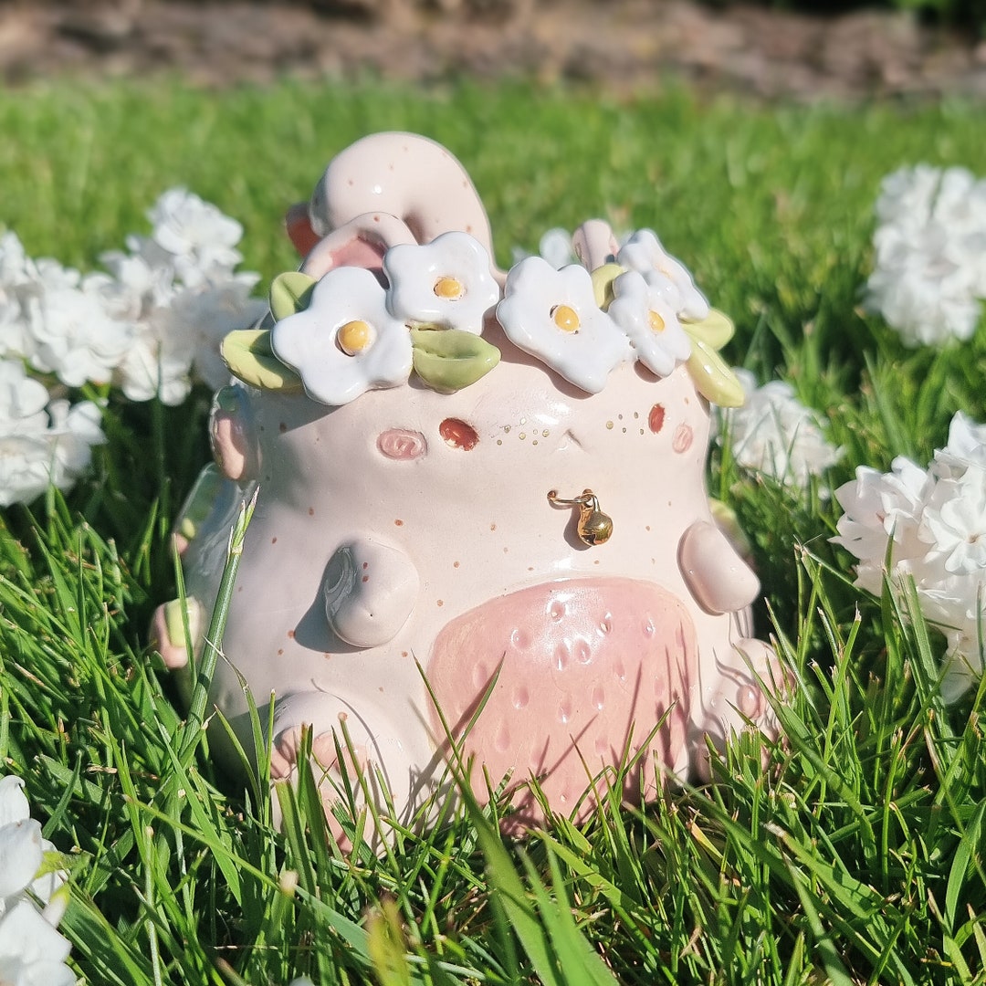 Fat Cat Ceramic Pot With Real Gold Fruity Strawberry Artisan Vase ...