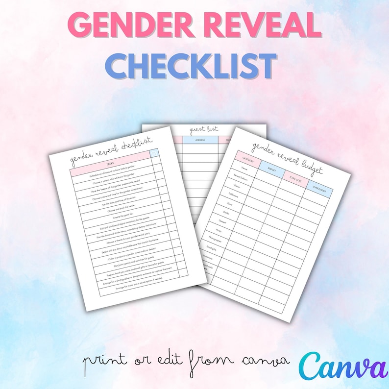 Gender Reveal Checklist - Etsy